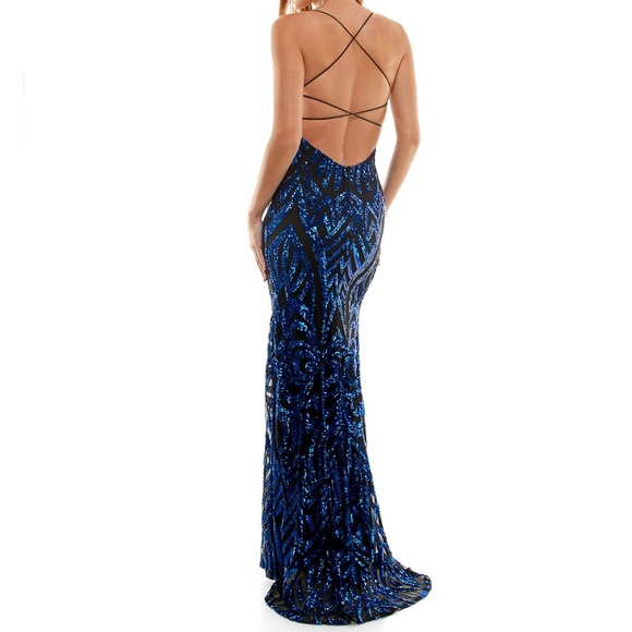 Dresses | Blue Sequin Detailed Prom Dress | Poshmark